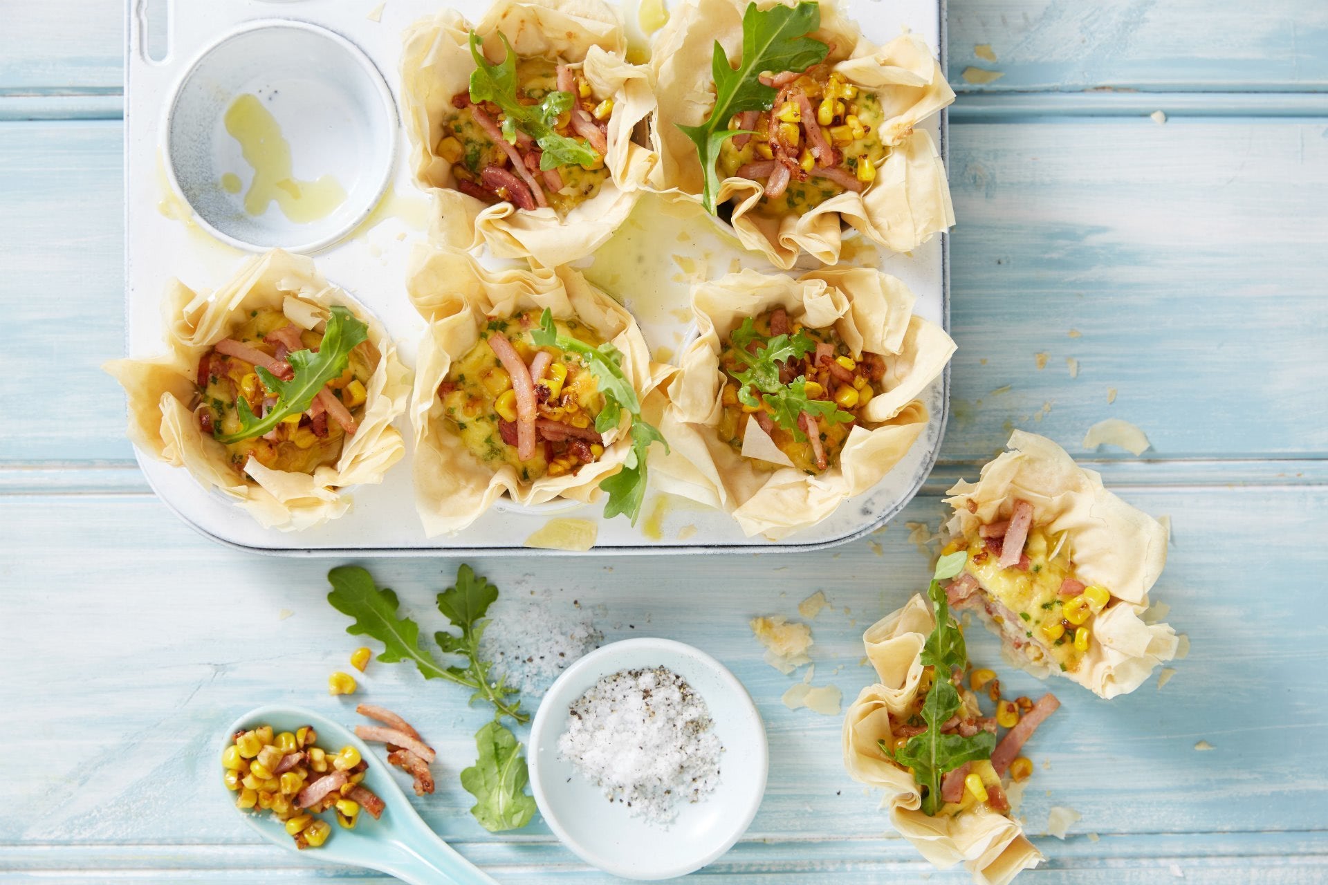 Ricotta, Corn and Bacon Filo Pies – Cobram Estate AU